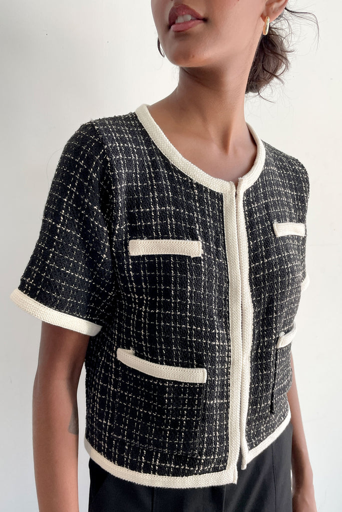 Tweed Top with Contrast Trim | OAK + FORT