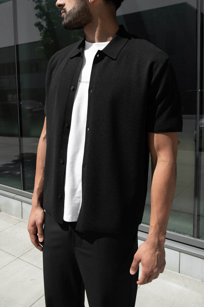 Short Sleeve Button Up Sweater | OAK + FORT