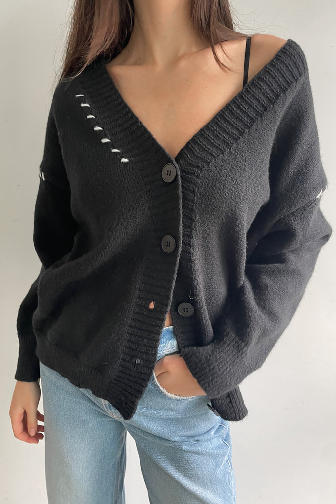Contrast Stitch Cardigan | OAK + FORT