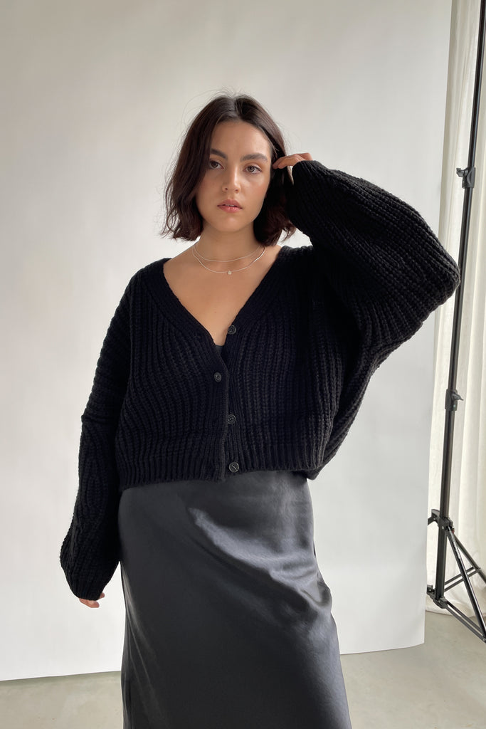 Cropped Button Front Cardigan | OAK + FORT