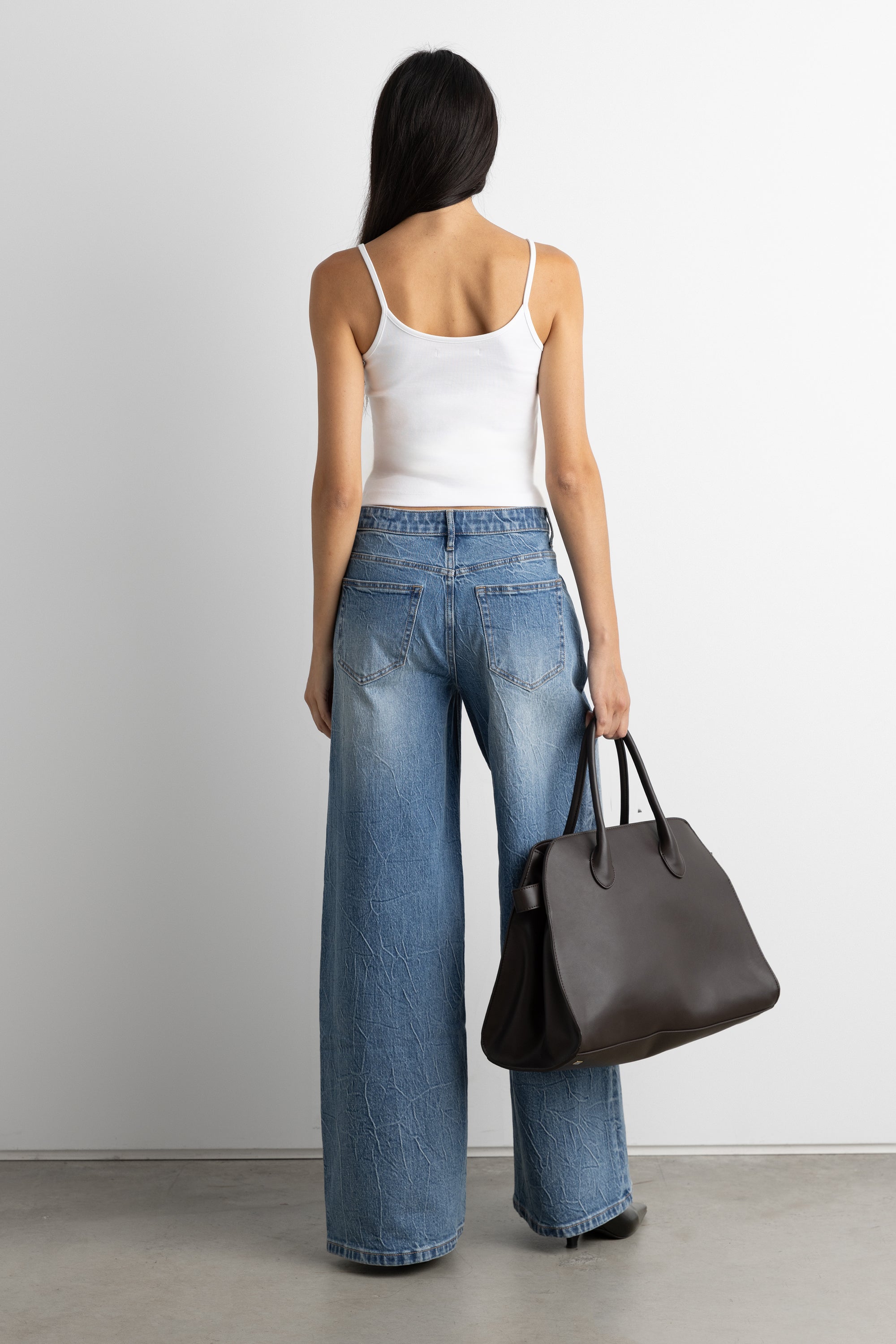 Creased Effect Wide Leg Jean | OAK + FORT