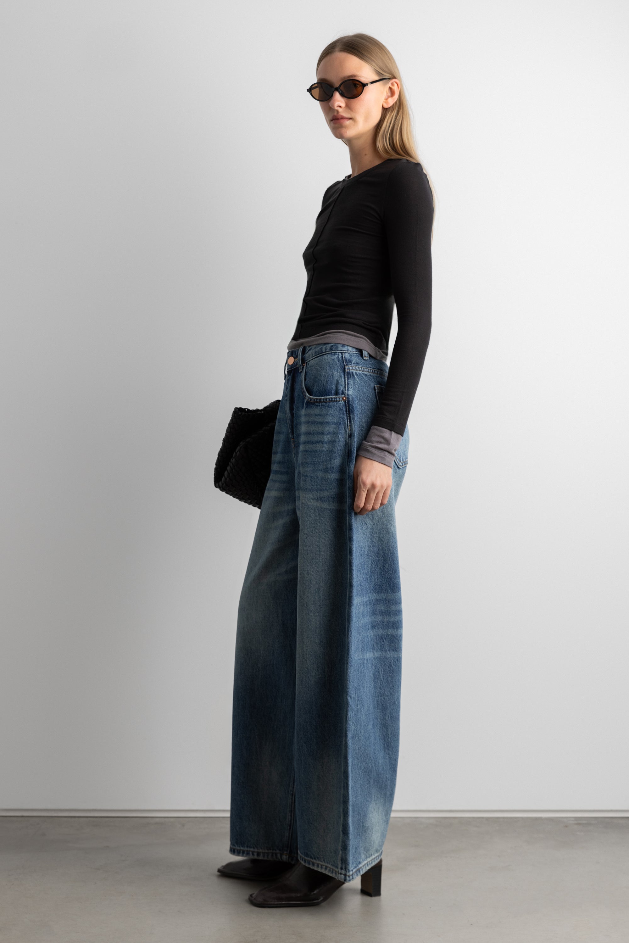 Medium Wash Wide Leg Denim Jean | OAK + FORT