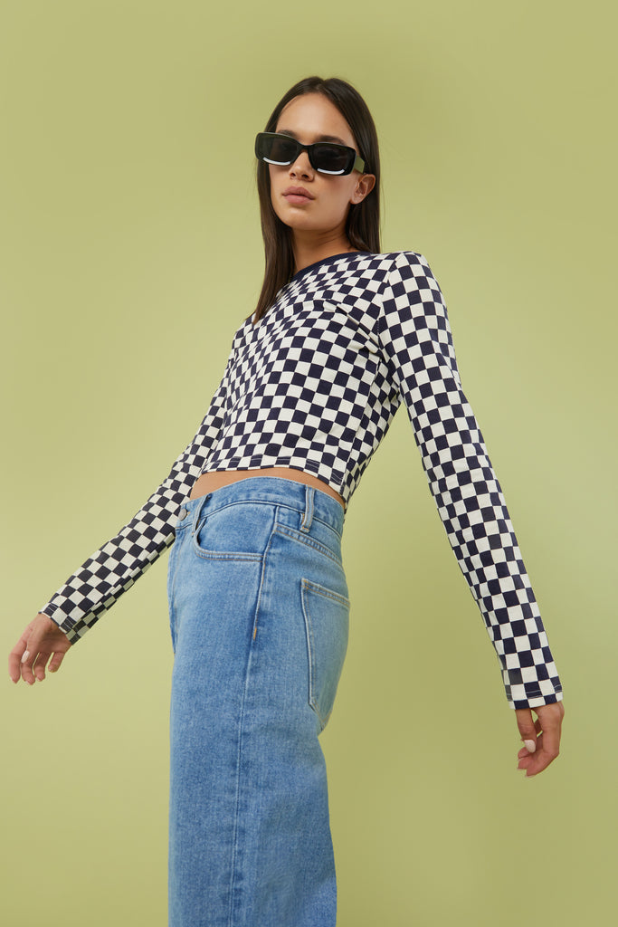 Checkered Long Sleeve Top | OAK + FORT